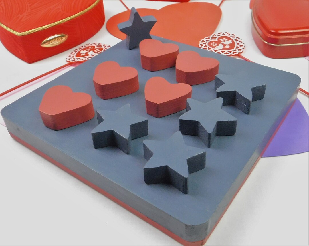 Wooden Tic Tac Toe Board Game, Americana Collection. Vintage Wood Red ...
