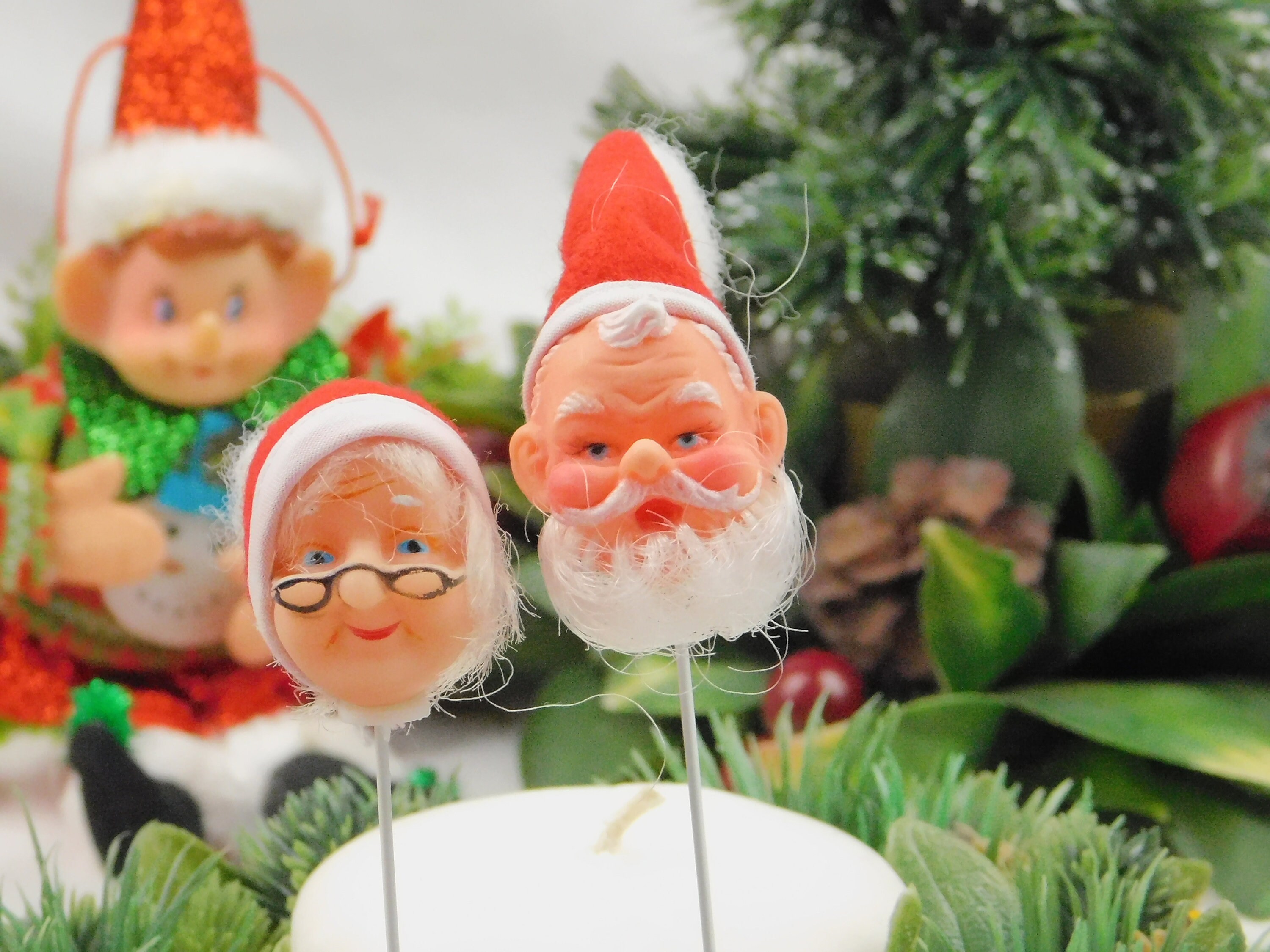 Santa and Mrs. Claus Head Picks for Wreath Floral - Etsy