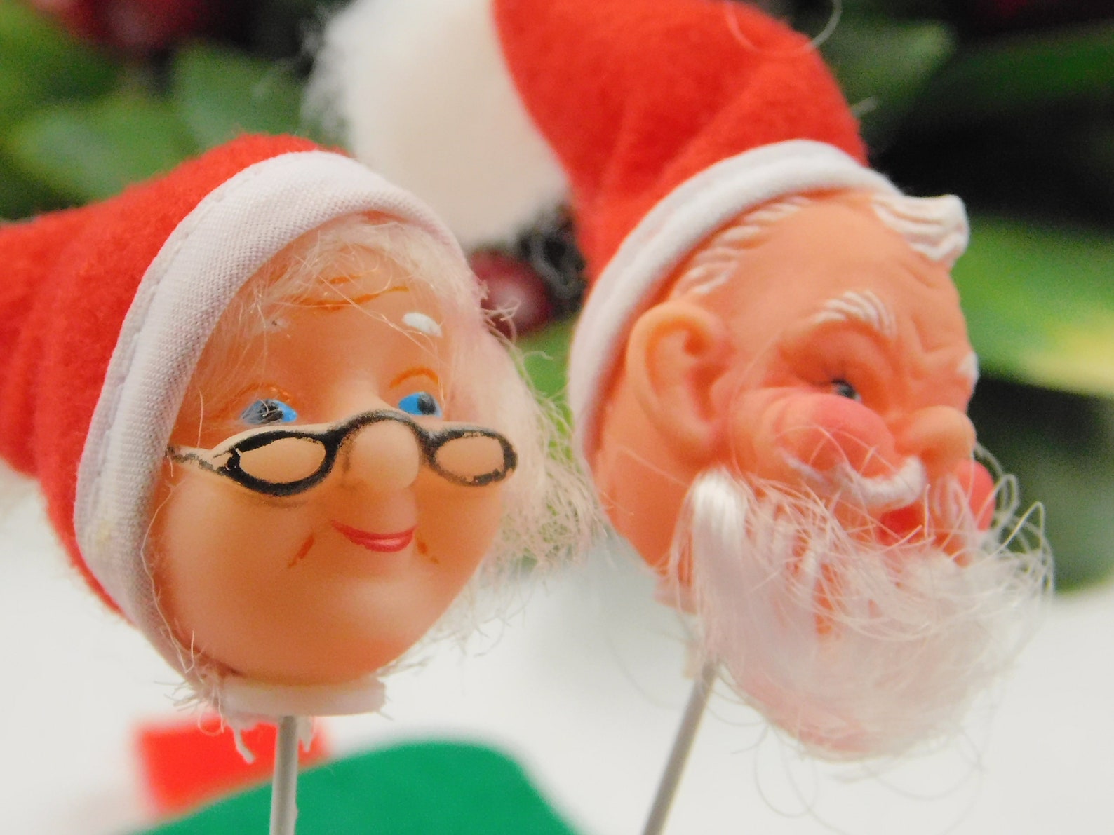 Santa and Mrs. Claus Head Picks for Wreath Floral - Etsy