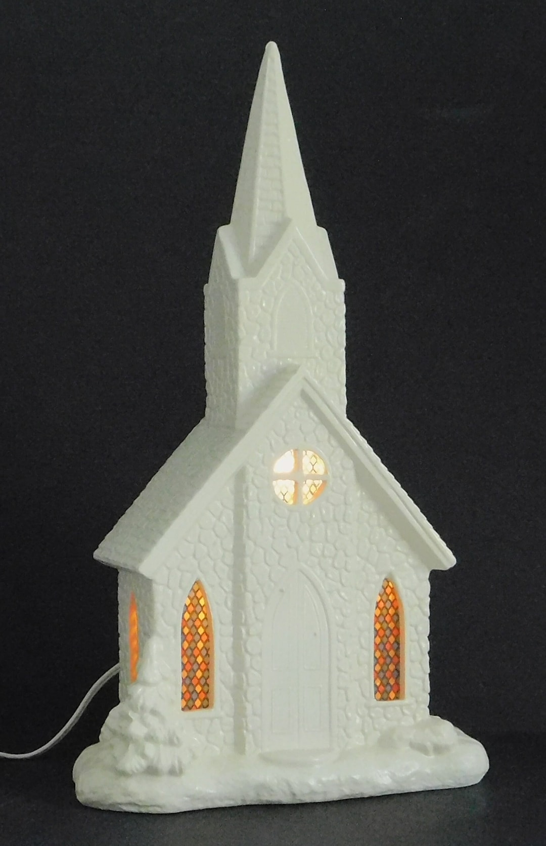 16 Lighted Ceramic Church, Stained Glass Windows. Vintage Chrismas ...