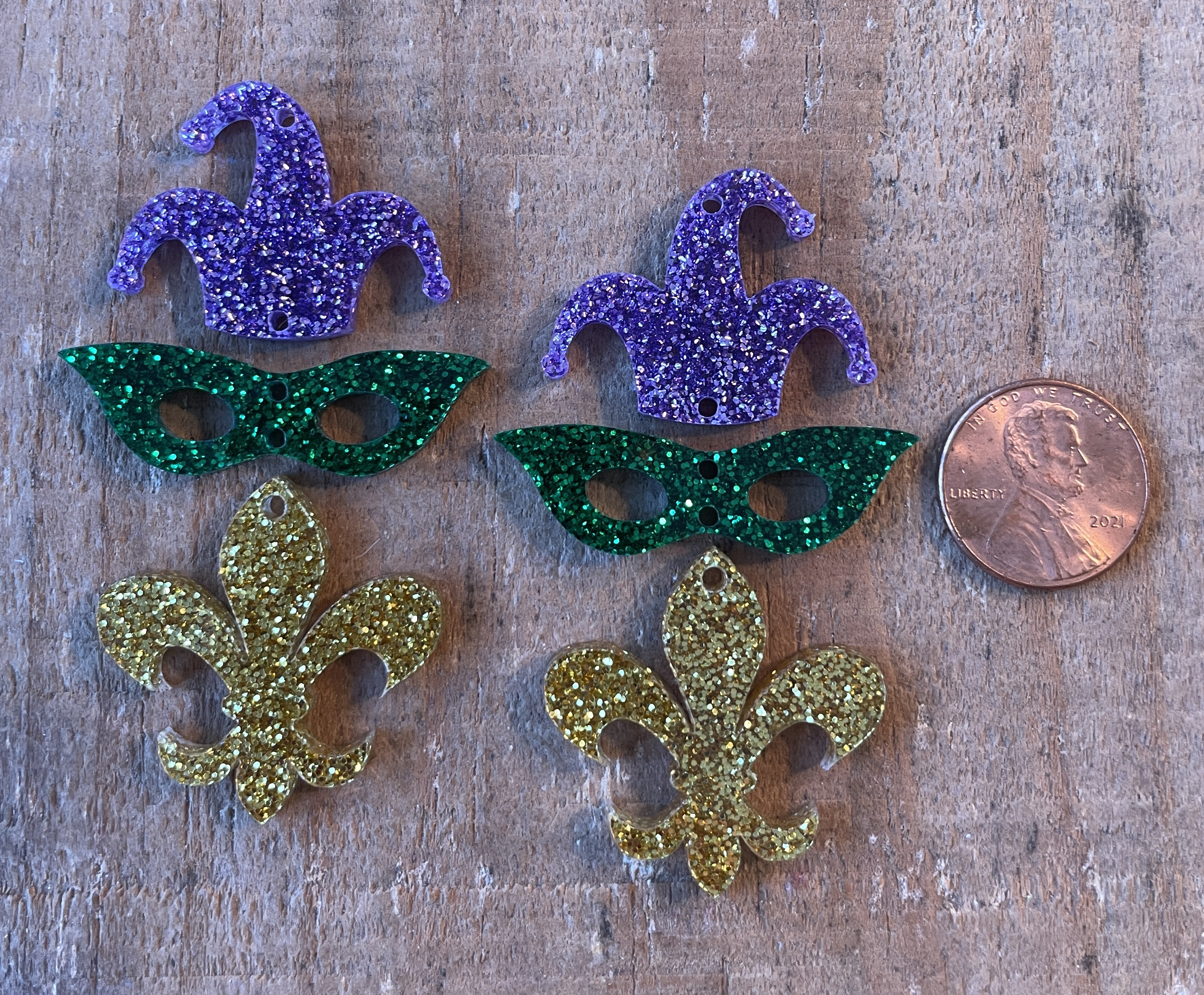 Laser Cut 3 Piece Mardi Gras Jester Hat Mask Fleur De Lis 2.5" Tall ...