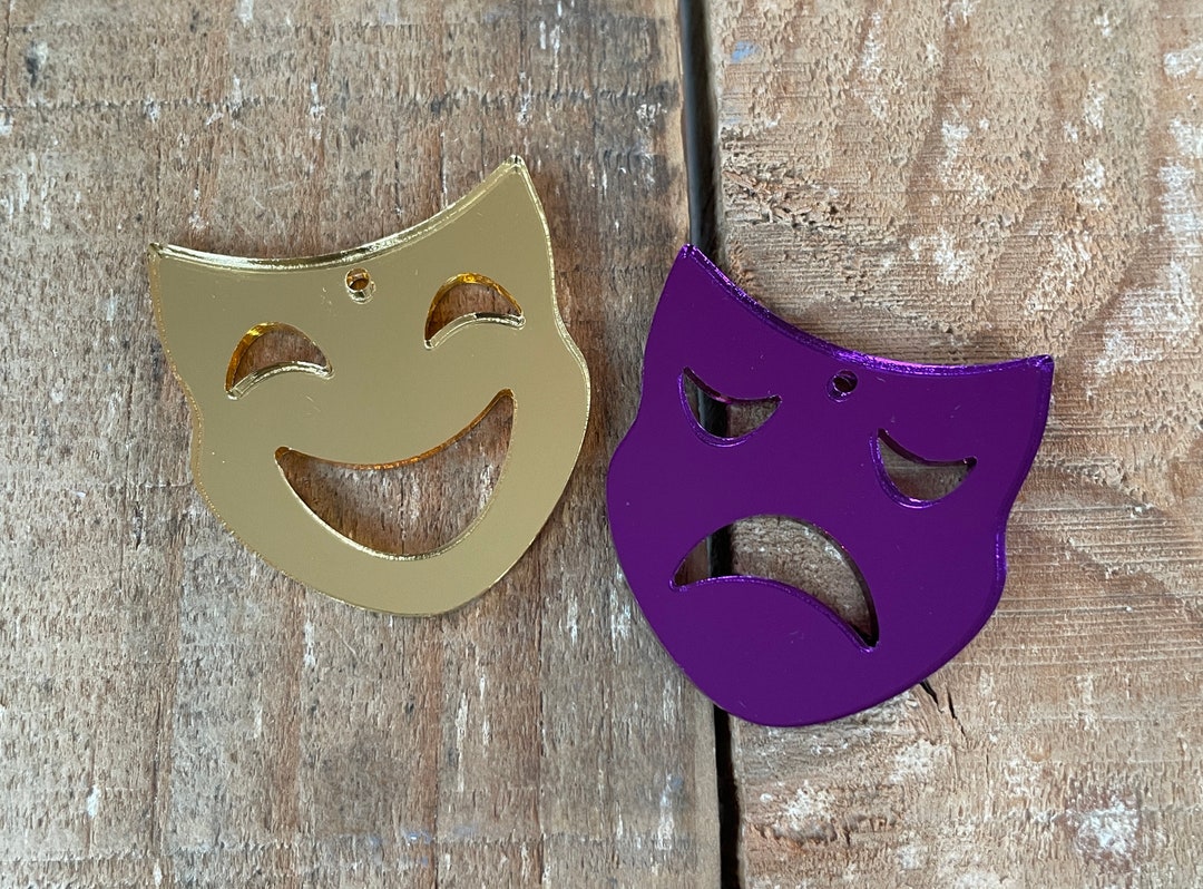 Laser Cut Happy Sad Theater Mask Mardi Gras Mirror Acrylic for Earring ...