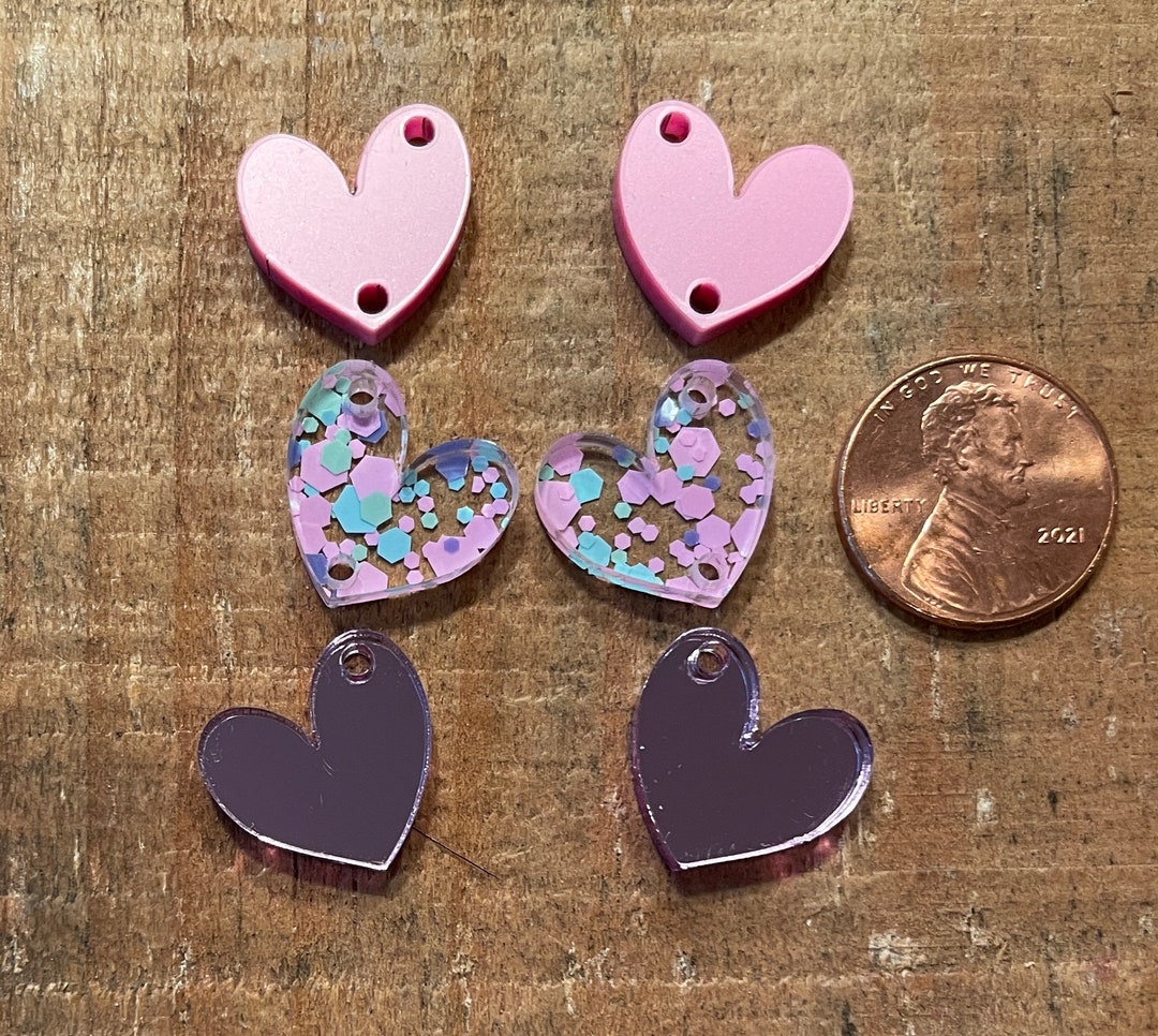 Small Heart Laser Cut 3 Piece Acrylic Dangle Abstract Small Heart ...