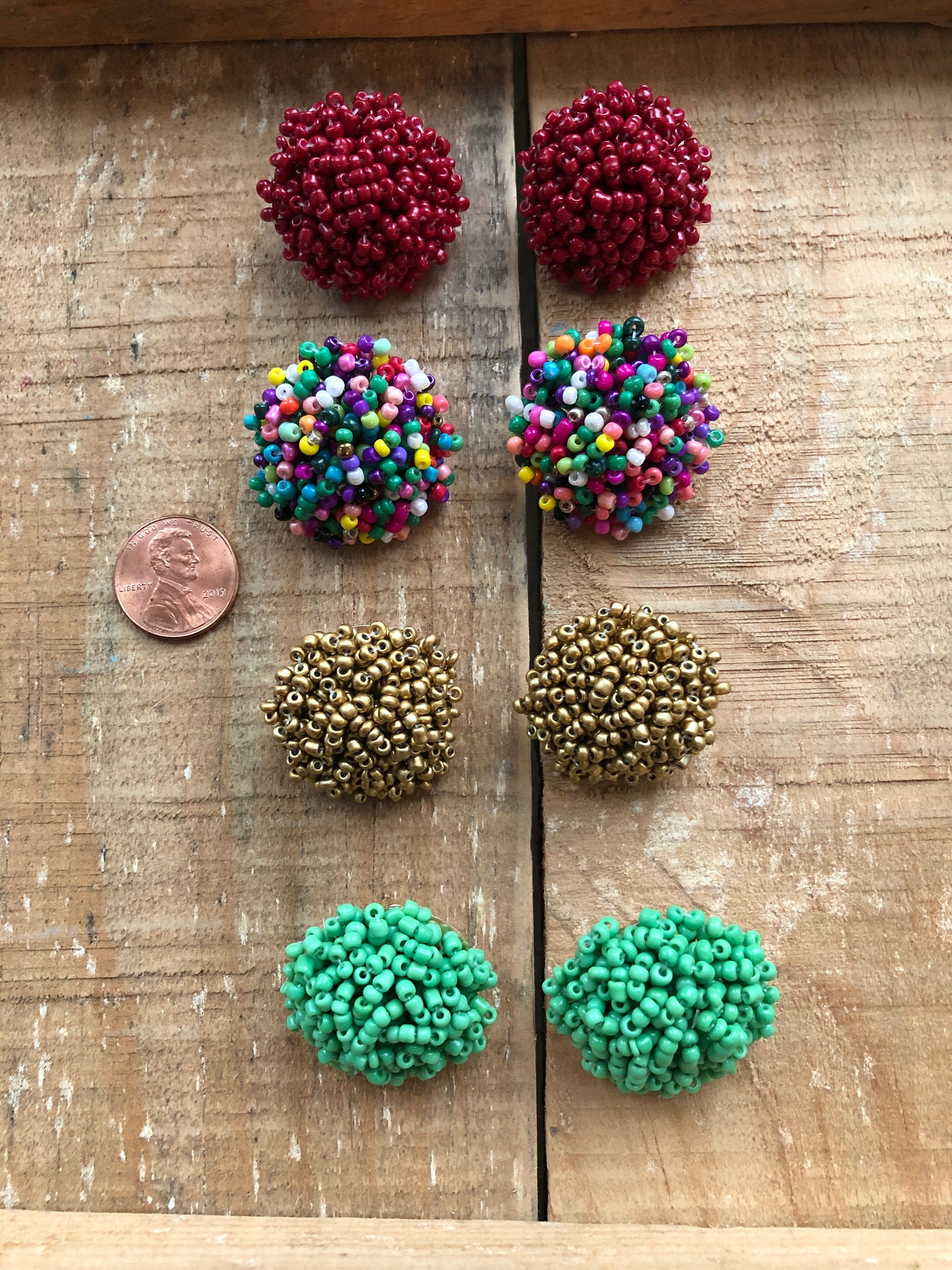 Seed Bead Round Earring Connectors Beaded Earring Topper Beaded Stud ...