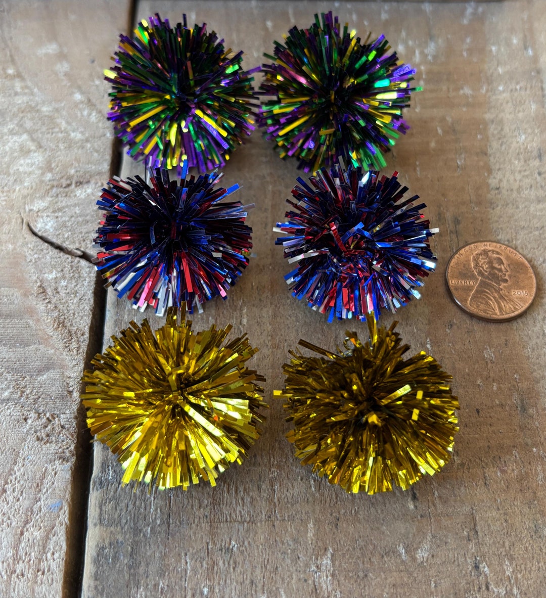 Tinsel Earring Studs With Connector Loop, Stainless Steel Post, Tinsel ...