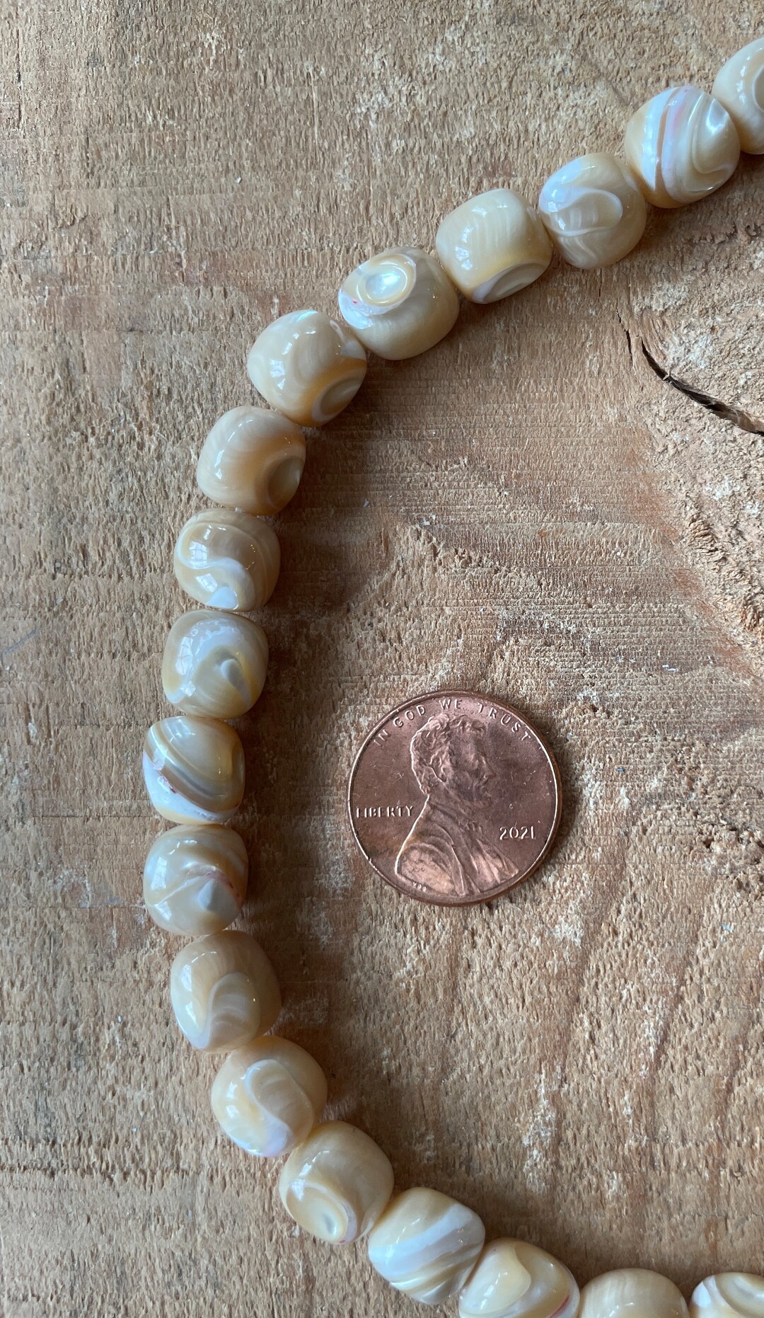 Troca Shell, Tan White 8mm-9mm Nugget Beads, 15-16 Inch Strand, 1 ...