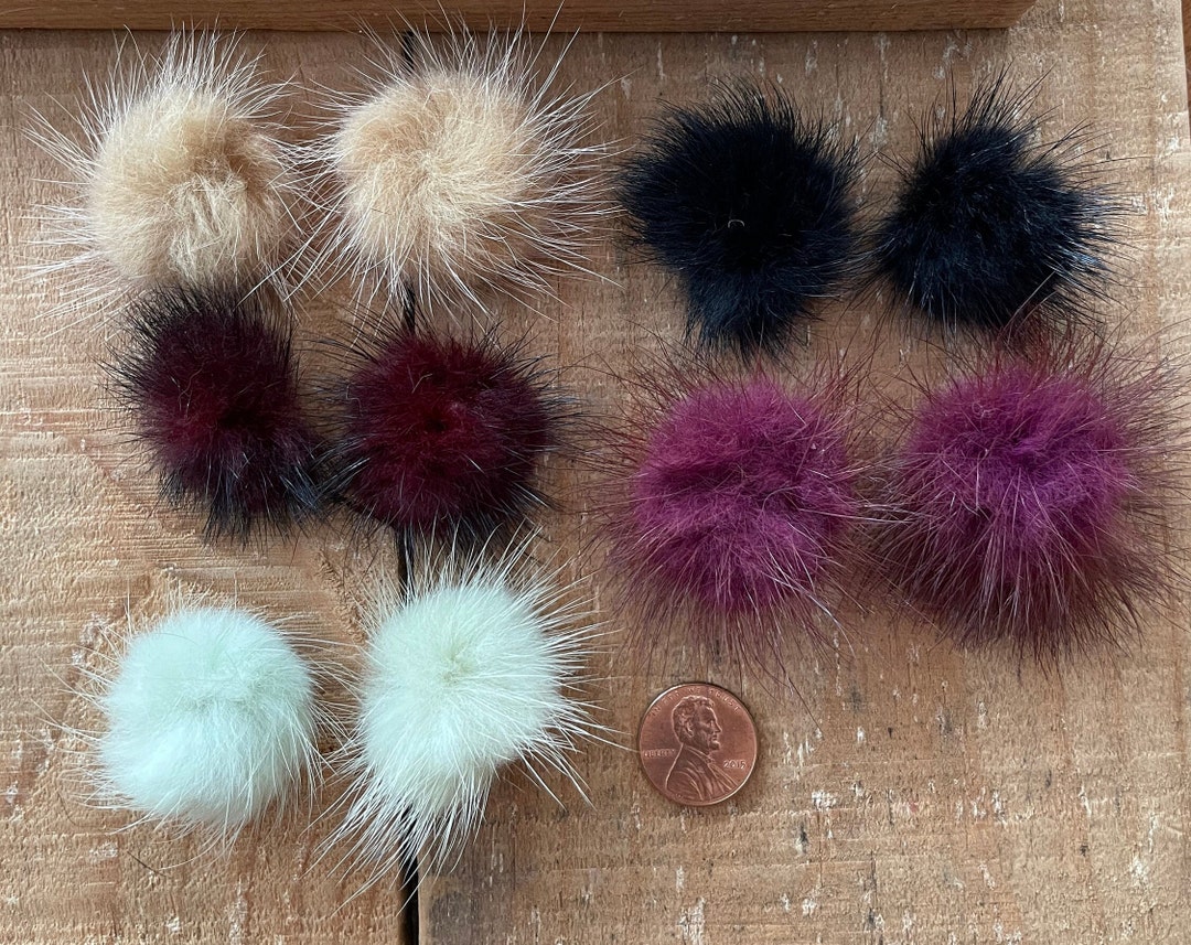 Real Fur Ball Earring Accessories for Jewelry, 30mm With Back Loop, 1 ...