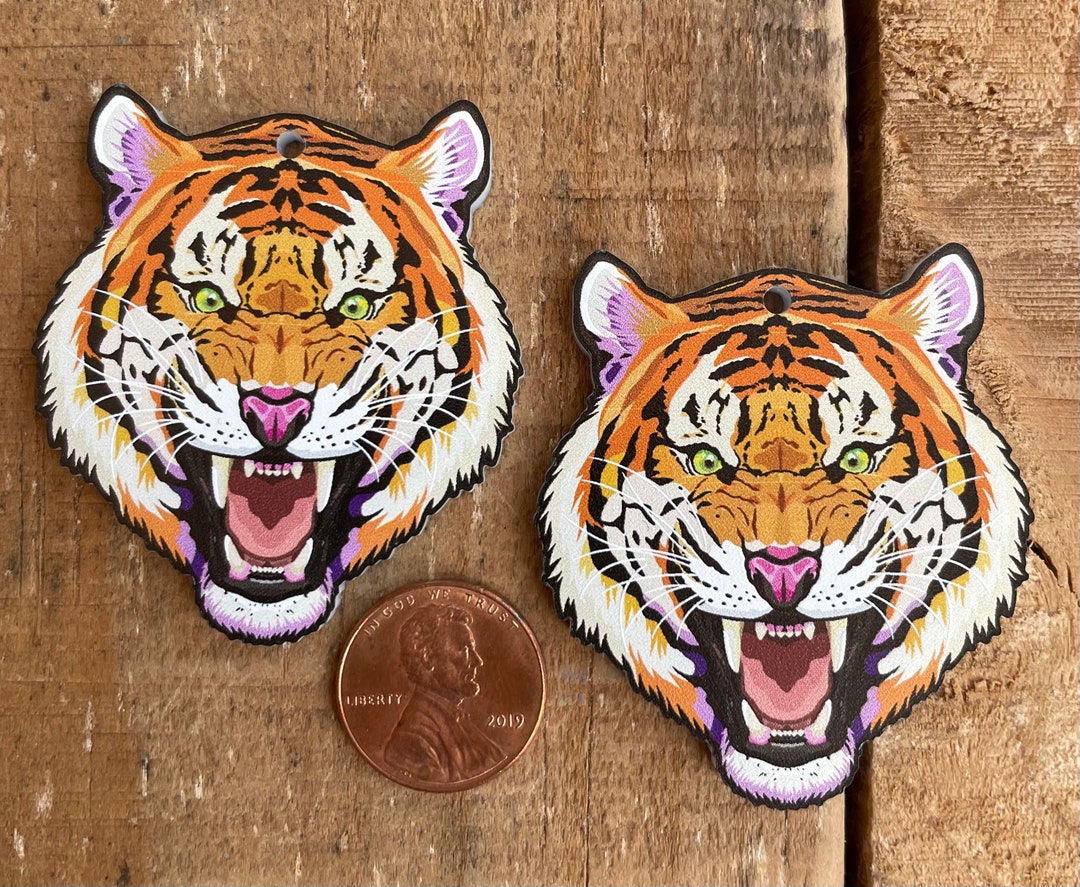 Custom Printed and Laser Cut Tiger Face, Necklace, Earring or Bracelet ...