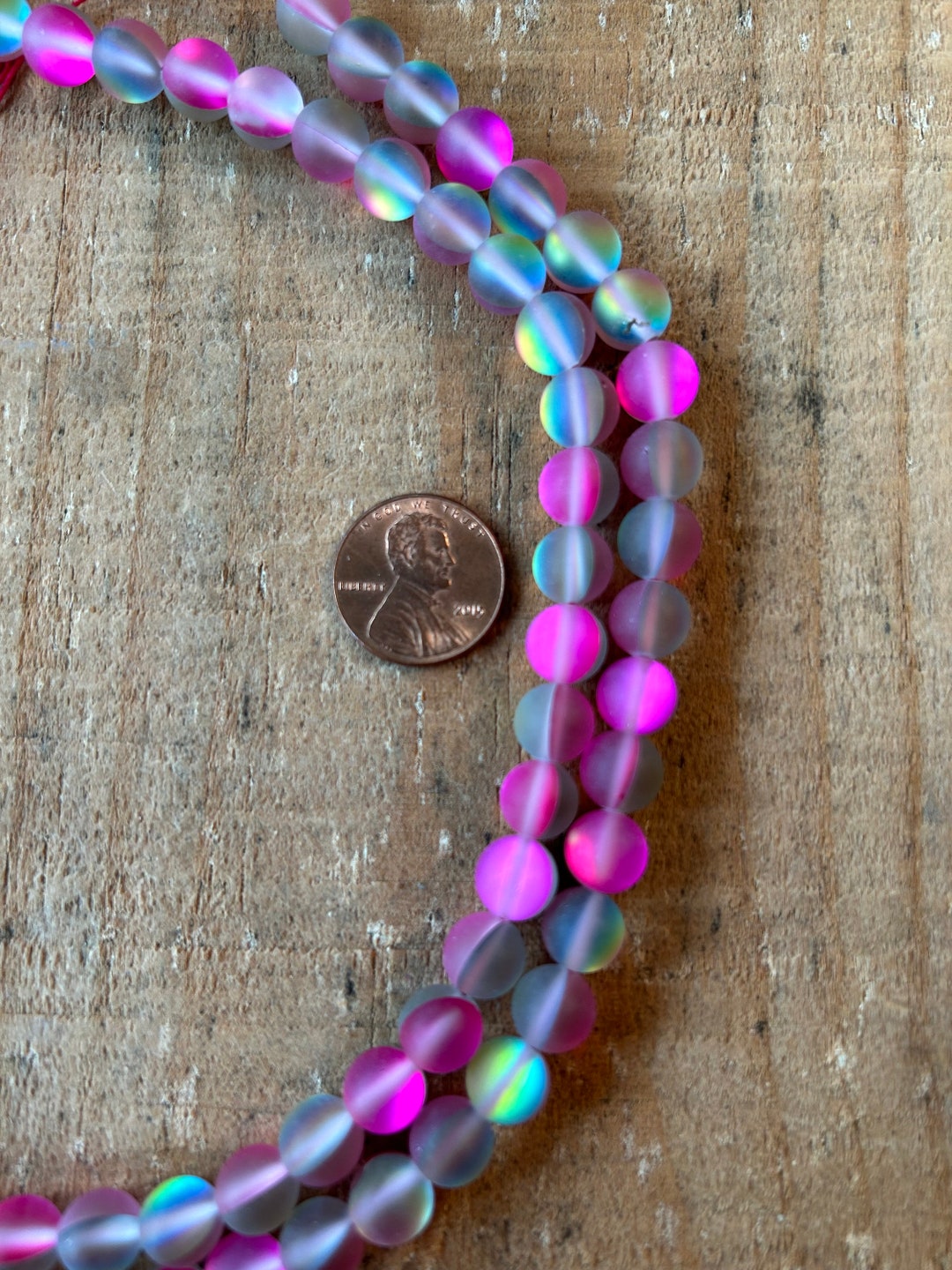 Frosted Pink Mermaid Glass Mystic Aura Quartz Synthetic Moonstone 8mm ...