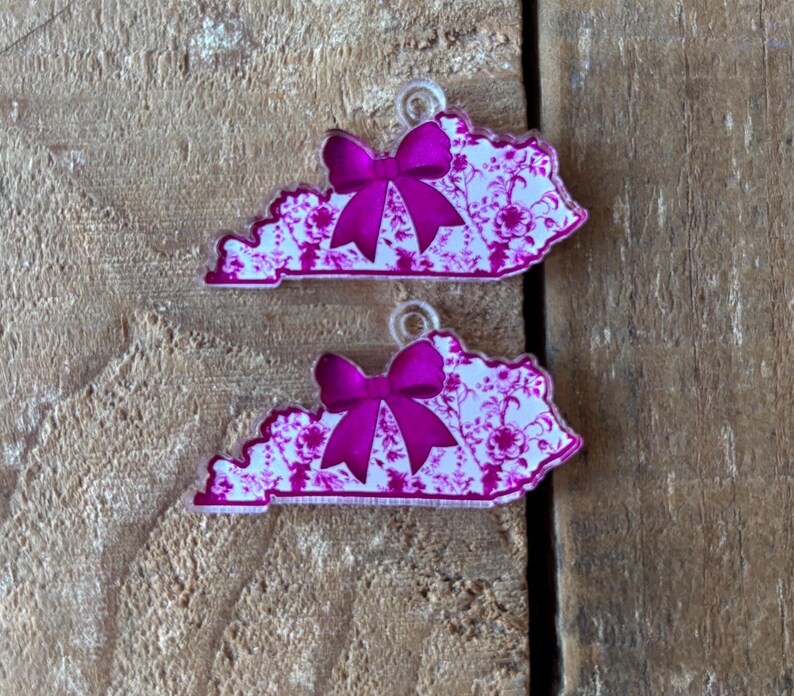Custom Printed Laser Cut Clear Acrylic 1.5" Kentucky State Bow Floral ...