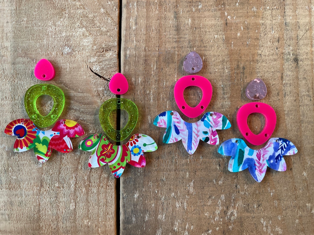 Custom Laser Cut 3 Piece 3 Colors Scallop and Teardrop Earrings 2.5 ...