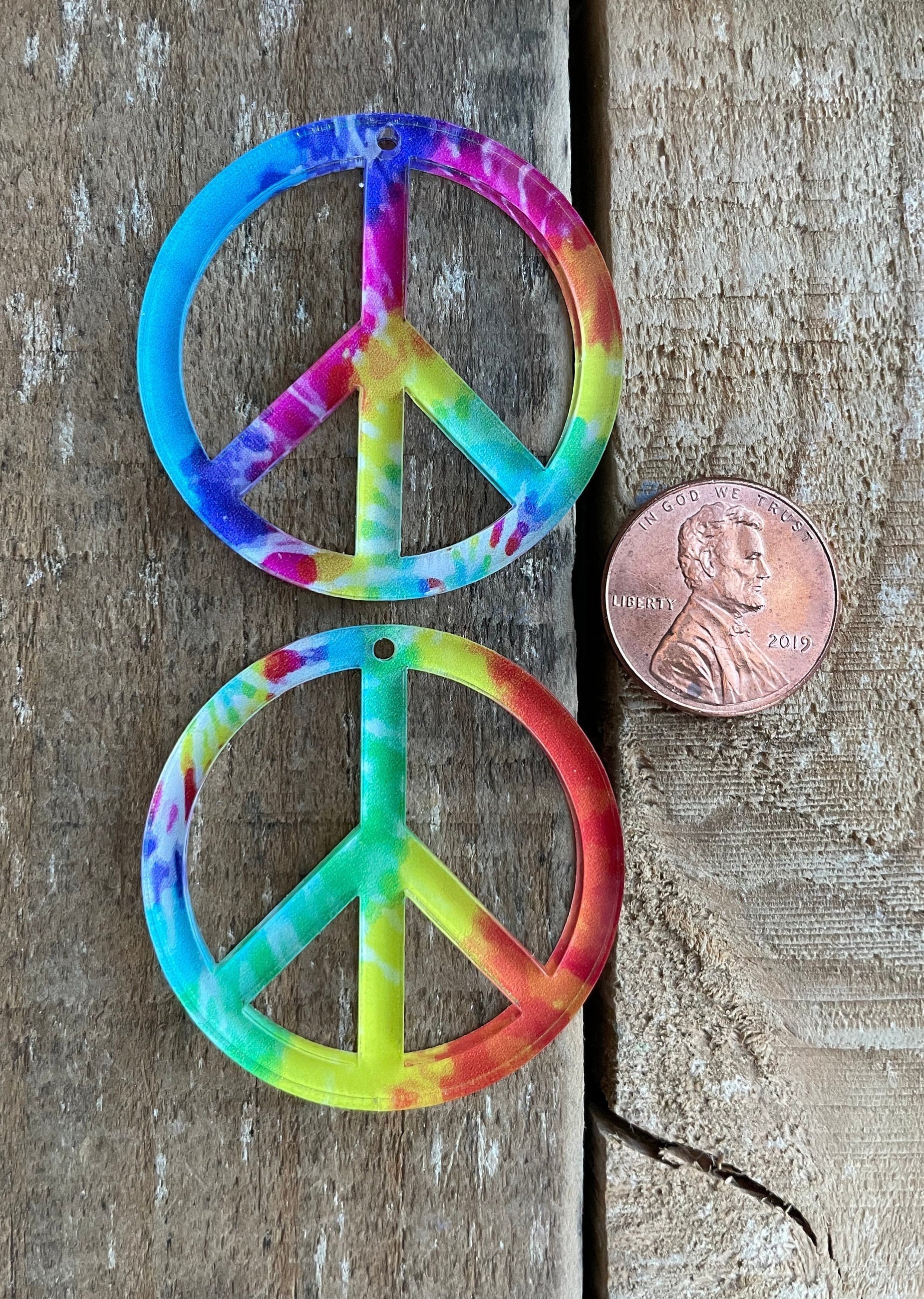 Custom Laser Cut Out Peace Sign Primary Color Tie-dye - Etsy