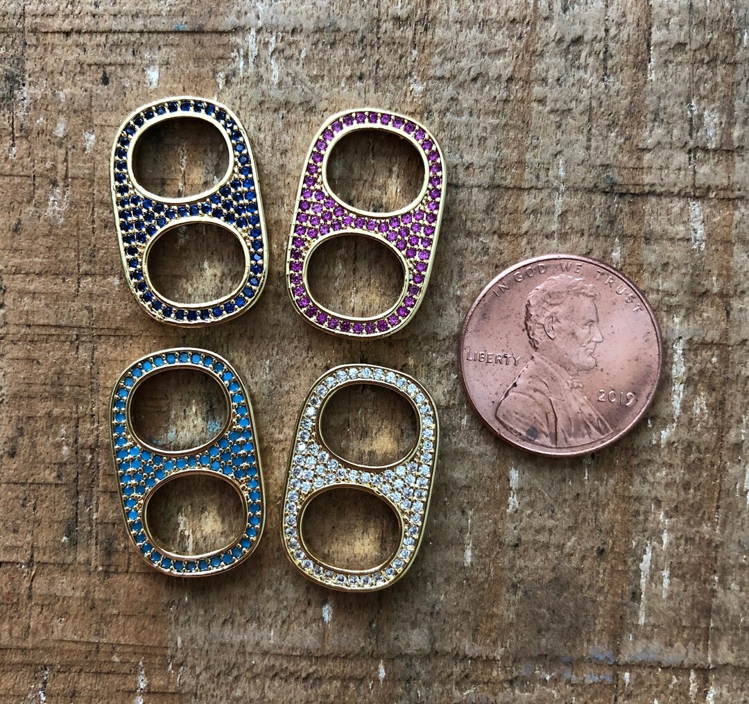 Shiny Gold Cubic Zirconia Soda Can Tab Charm, 21mm, Clear, Hot Pink ...