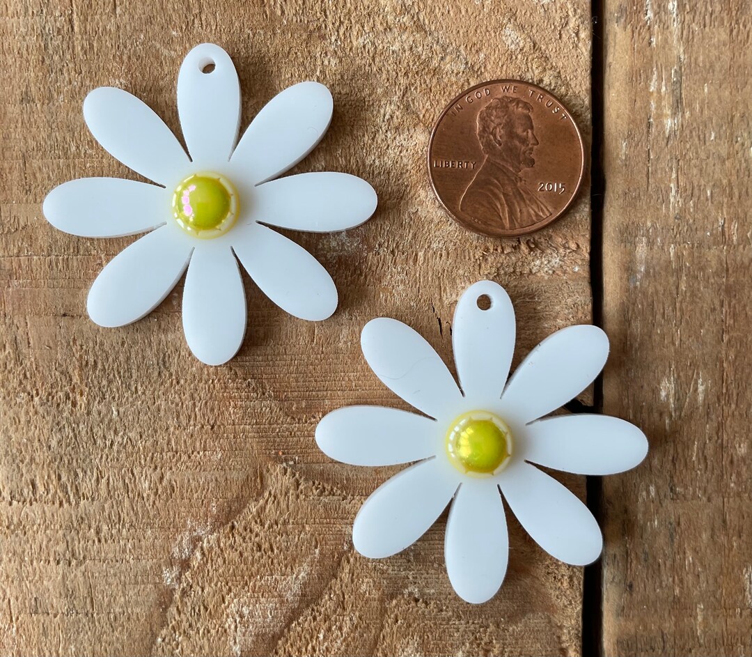Custom Laser Cut Daisy, Flower Earrings, With Flat Back Pearls, 1.5 or ...