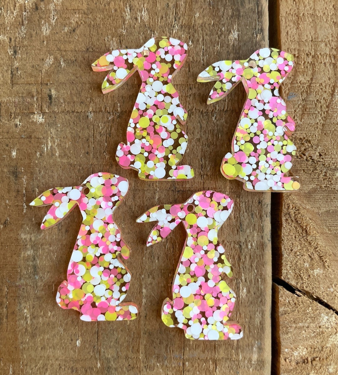 Spring Dots Custom Laser Cut Acrylic Easter Bunny Earring or Bracelet ...