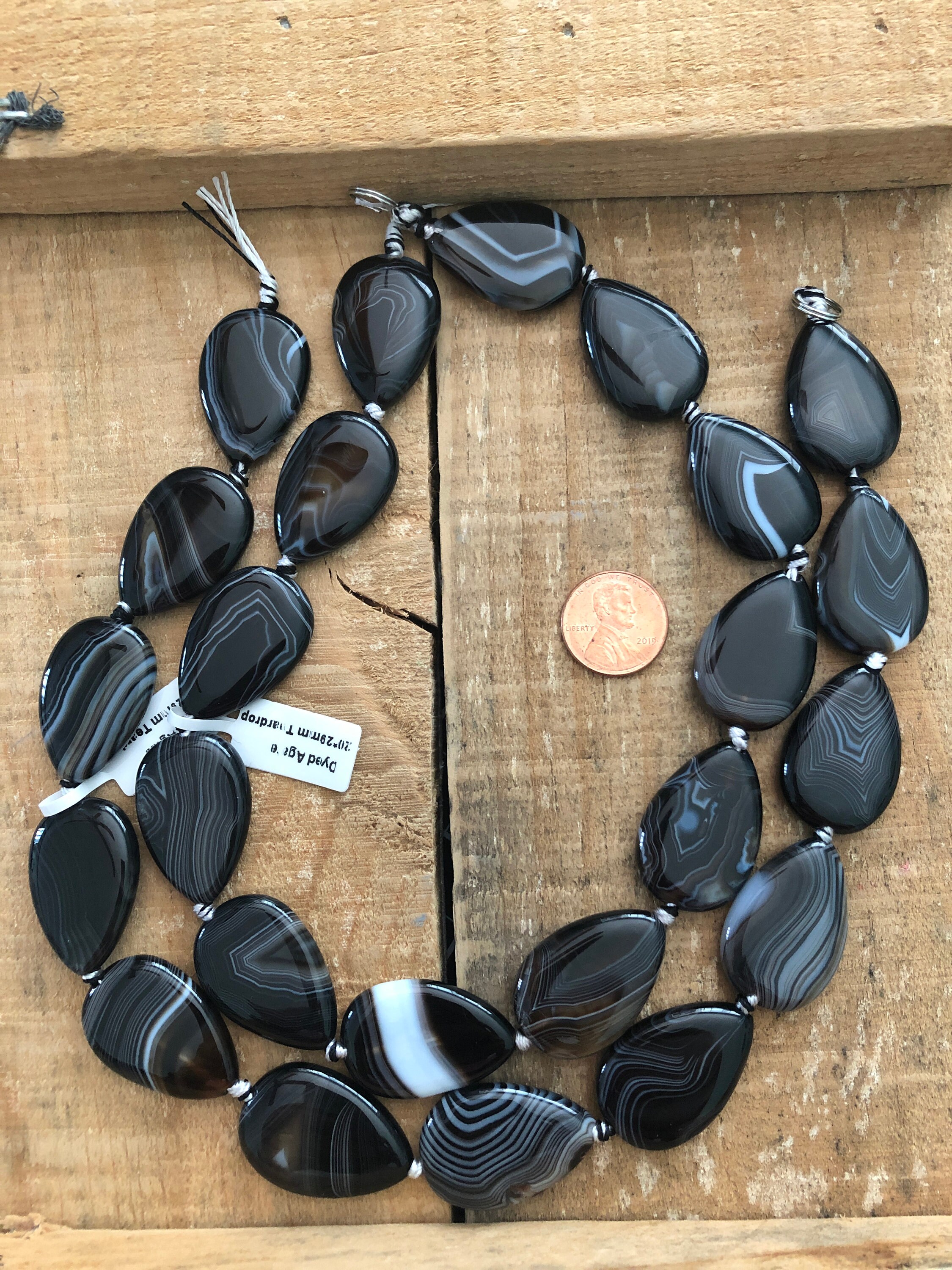 Black and White Banded Agate Sardonyx 20mm x 29mm Teardrop | Etsy