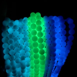 Glow in the Dark Pink, Blue, Green Acrylic Round Bead, NEW, 6mm 8mm or ...