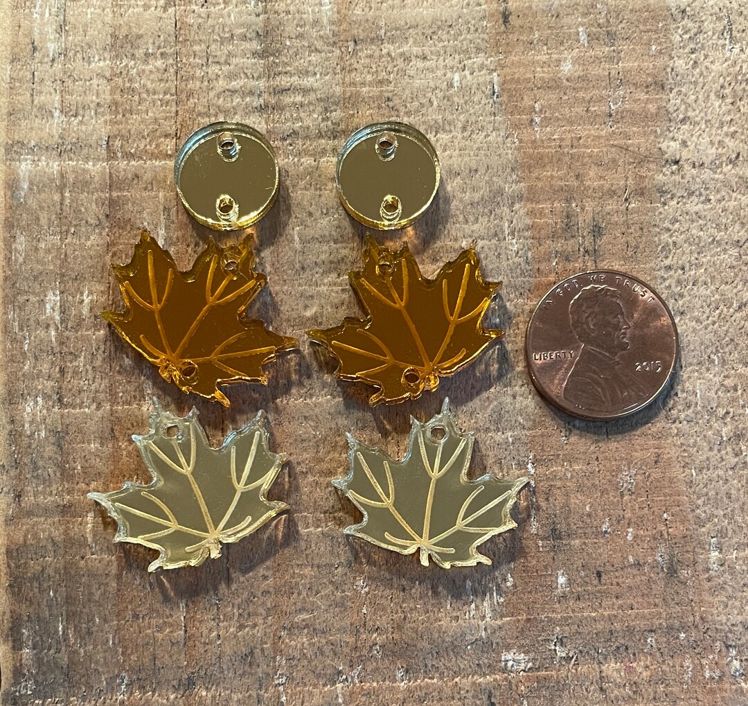Custom Laser Etched or Cut Out Maple Leaf Earring Components, 3 Pieces ...
