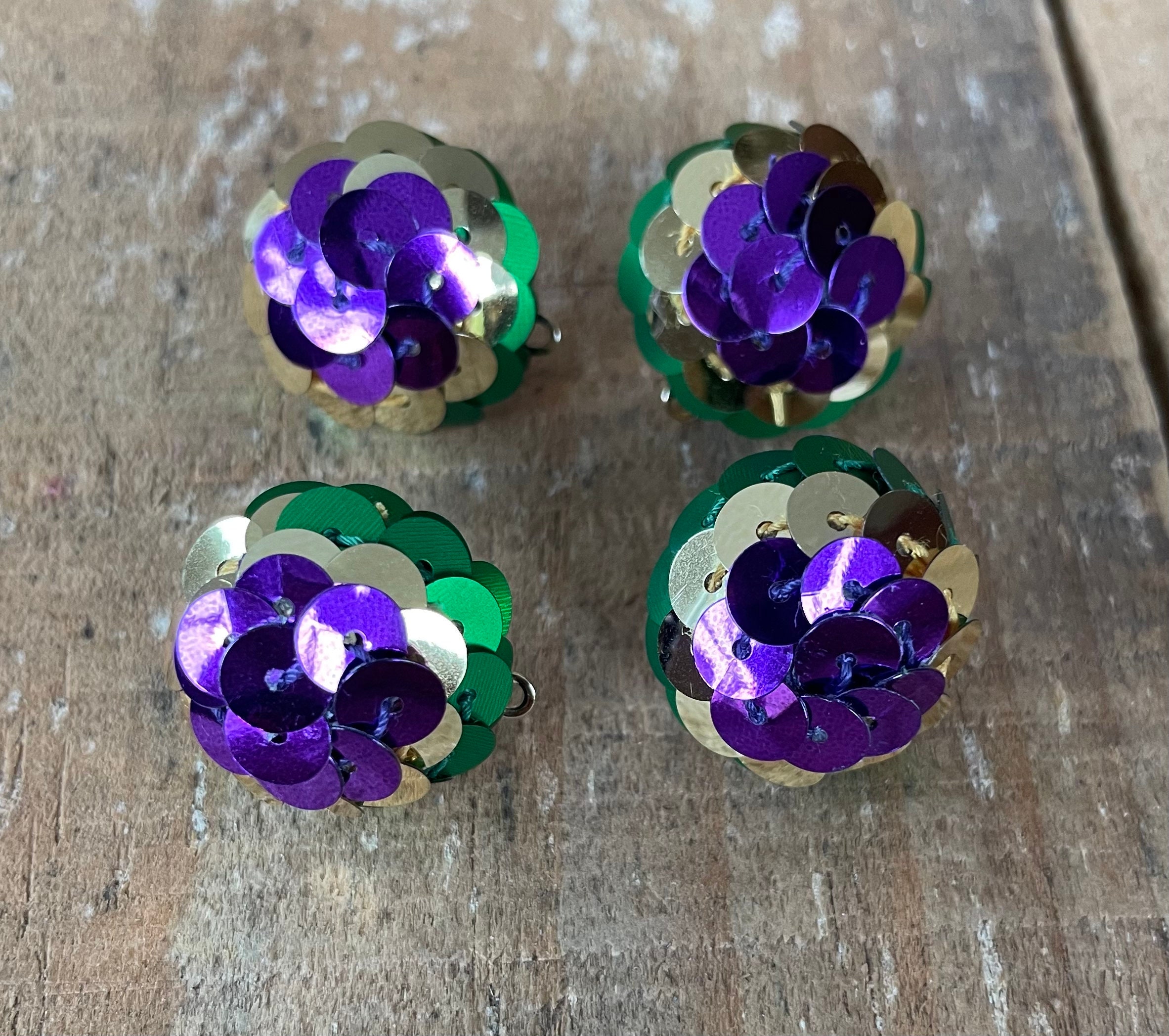 Mardi Gras Sequin Dome Stud Earrings, Earring Toppers, 15mm, 1 Pair ...