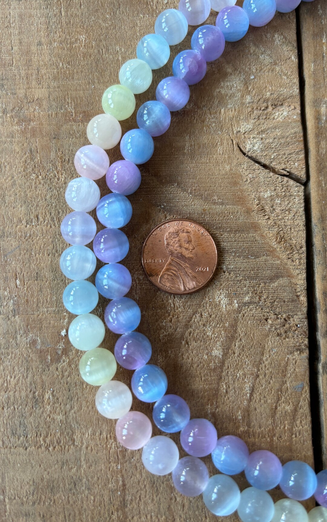 Dyed Selenite Pastel Rainbow Mix in 8mm or 6mm Round or Blue & Purple ...