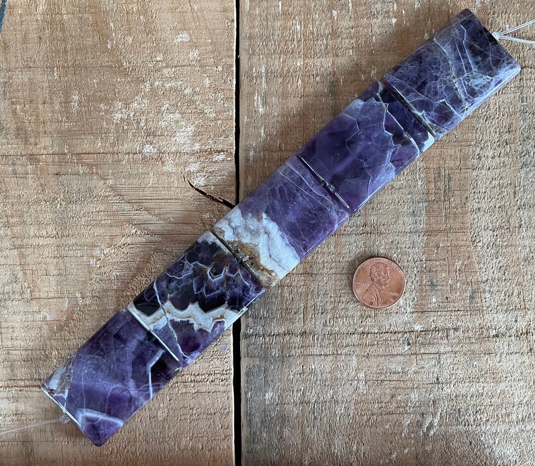 Large Polished Dog Tooth Amethyst 30x40mm Rectangle Beads, 8" Strand - Etsy