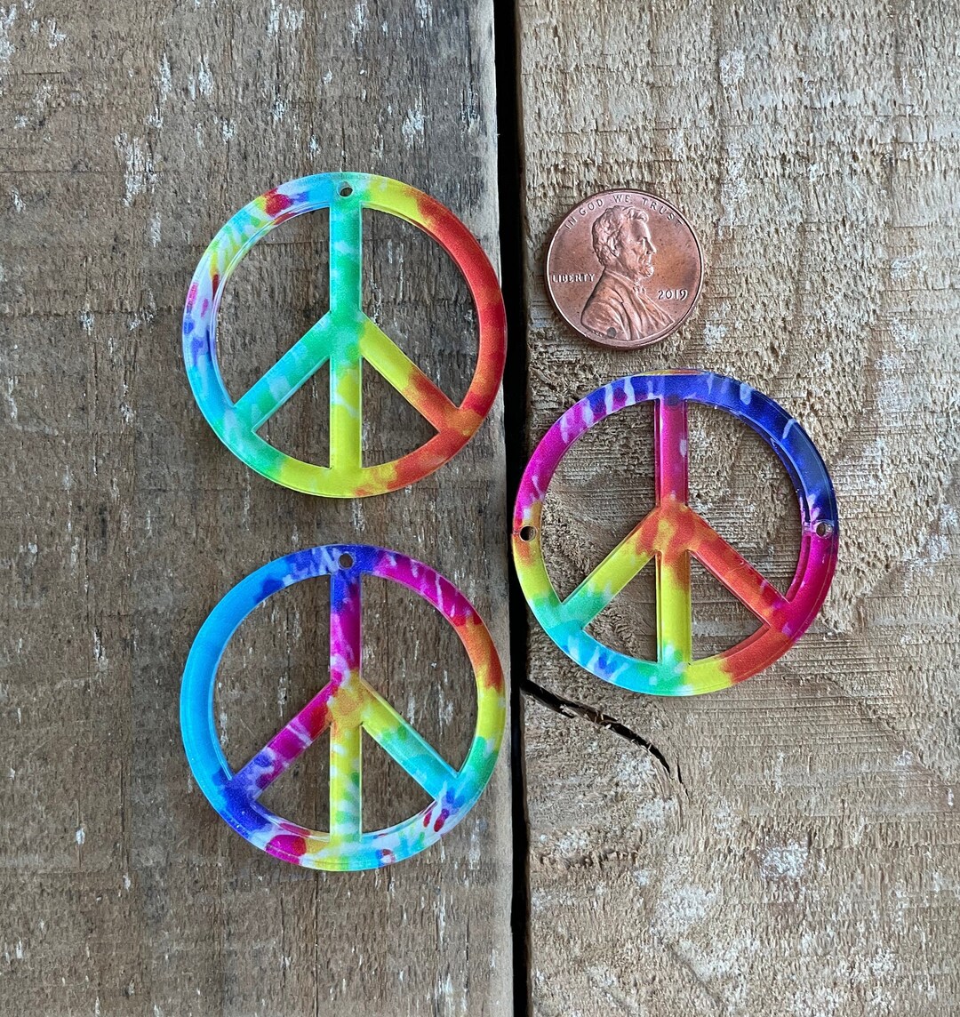 Custom Laser Cut Out Peace Sign, Primary Color, Tie-dye, Necklace ...