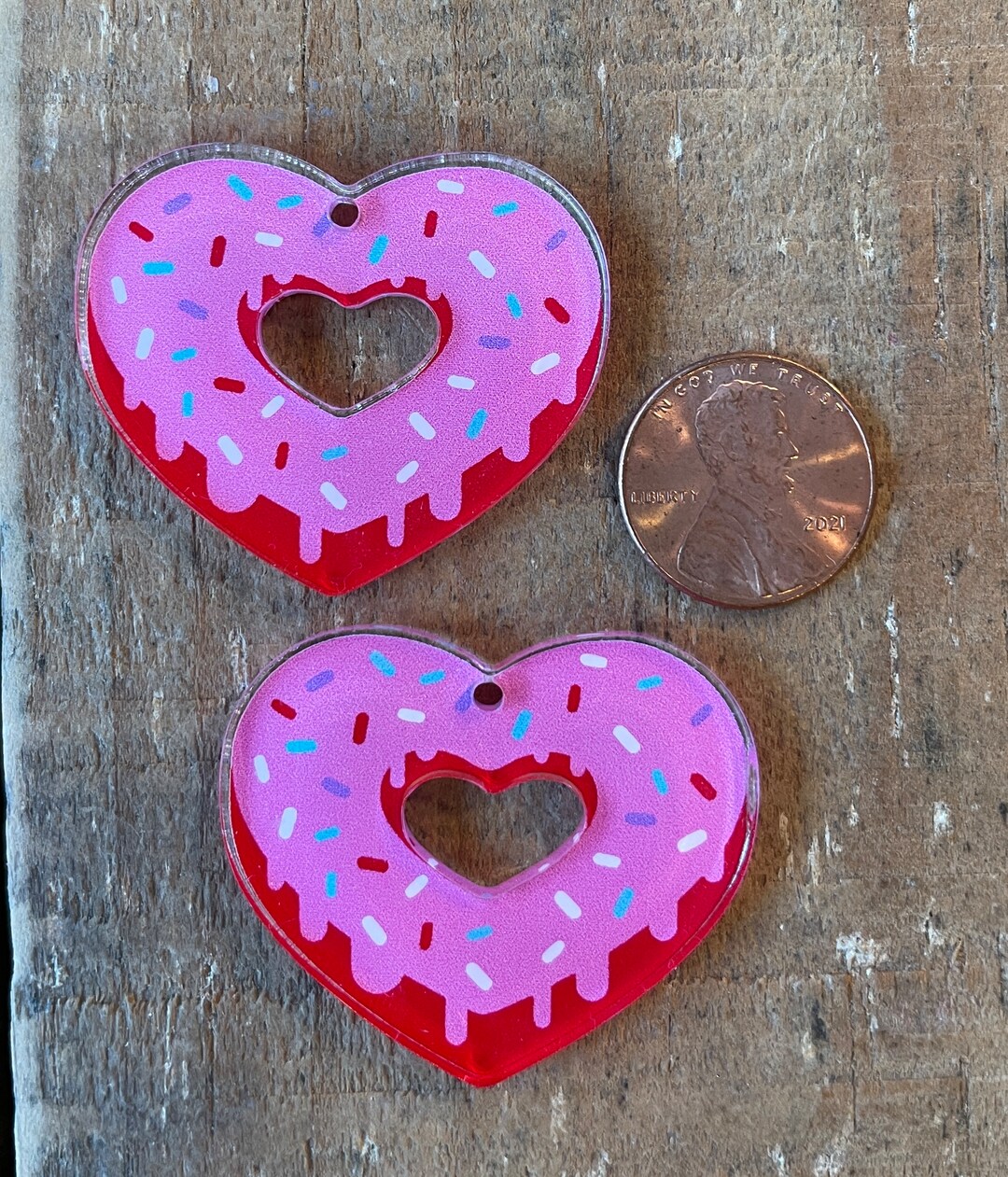 Custom Printed, Laser Cut Valentine's Day Sprinkle Heart Cut Out Donut ...