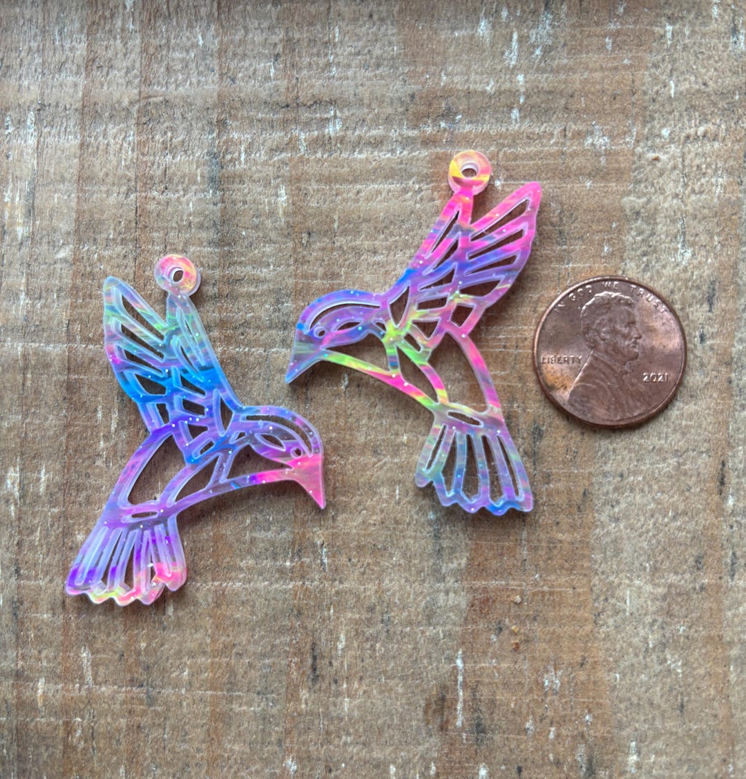 Hummingbird Custom Laser Intricate Cut Out Design Earring Components, 2 ...