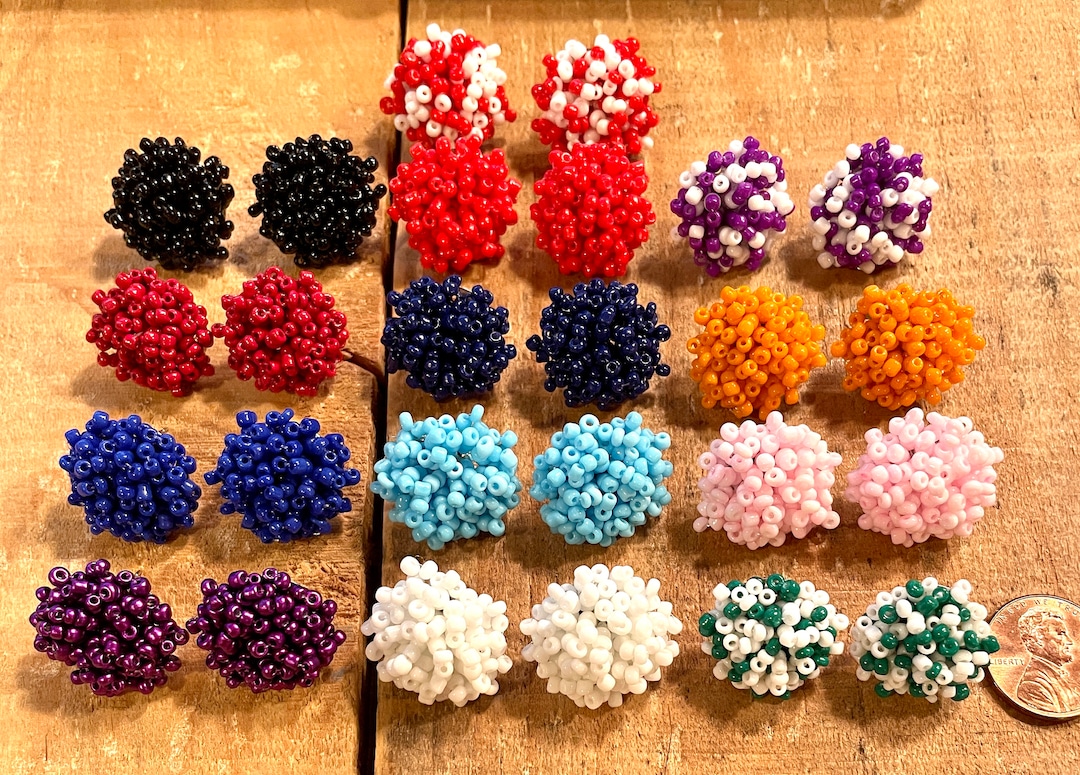 NEW Colors - Small 20mm Seed Bead Round Earring Connectors Beaded ...