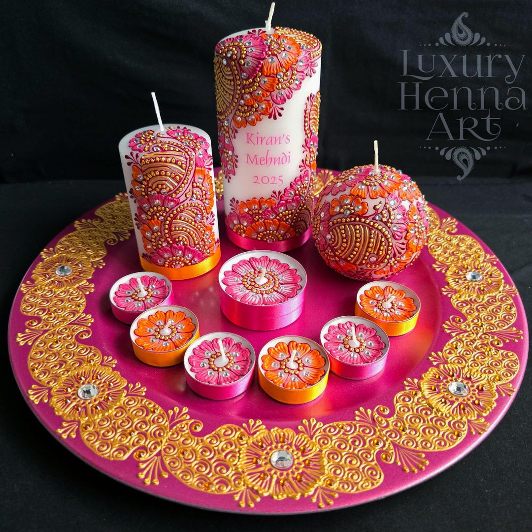 Henna Design Candle Set for Mehndi Wedding Nikaah - Etsy