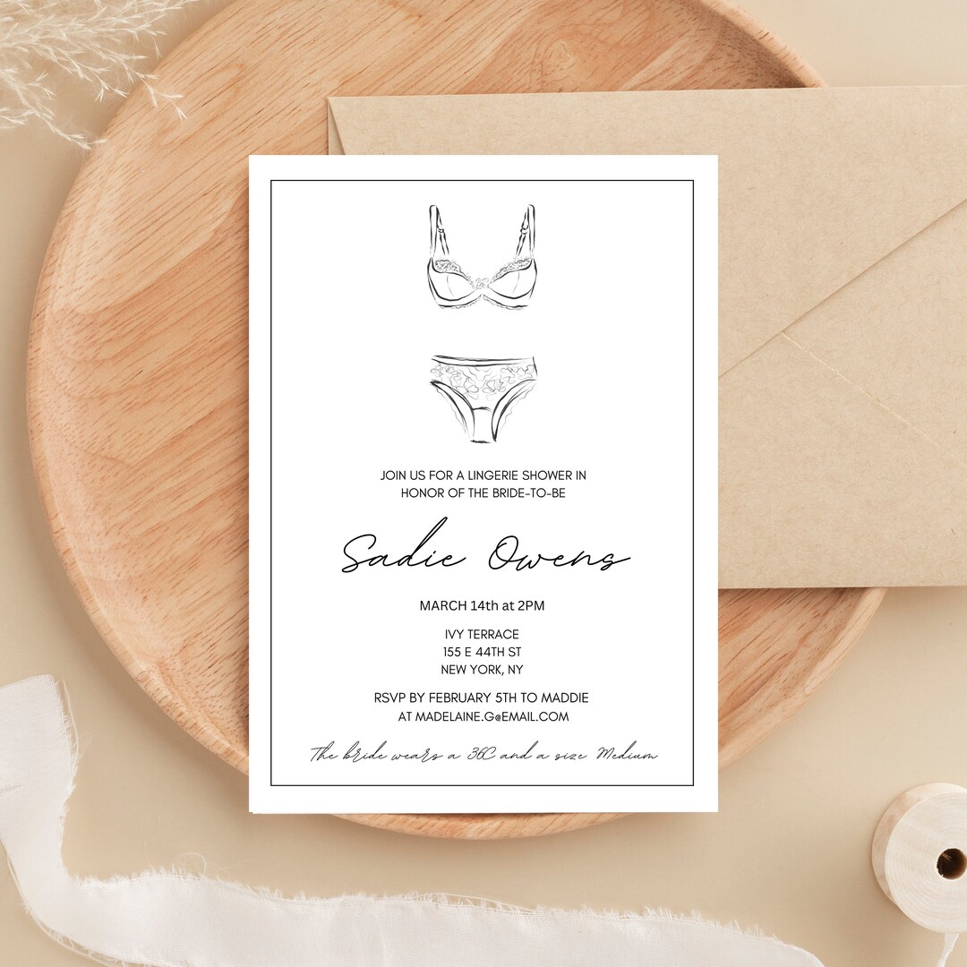 Sadie - Lingerie Shower Invite | Digital Invite | 5x7 Editable Template ...