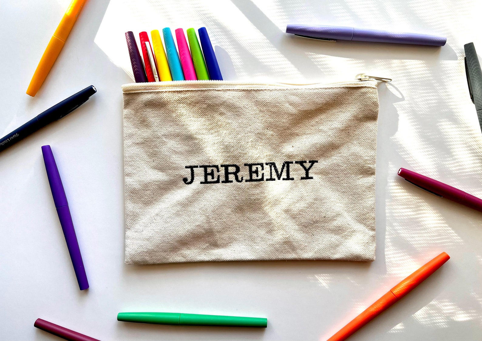 Personalized Canvas Pouch | Custom Name Embroidered Zipper Pouch ...