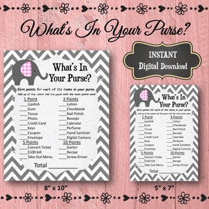 What's in Your Purse - Baby Shower Game- INSTANT DOWNLOAD - Baby ...