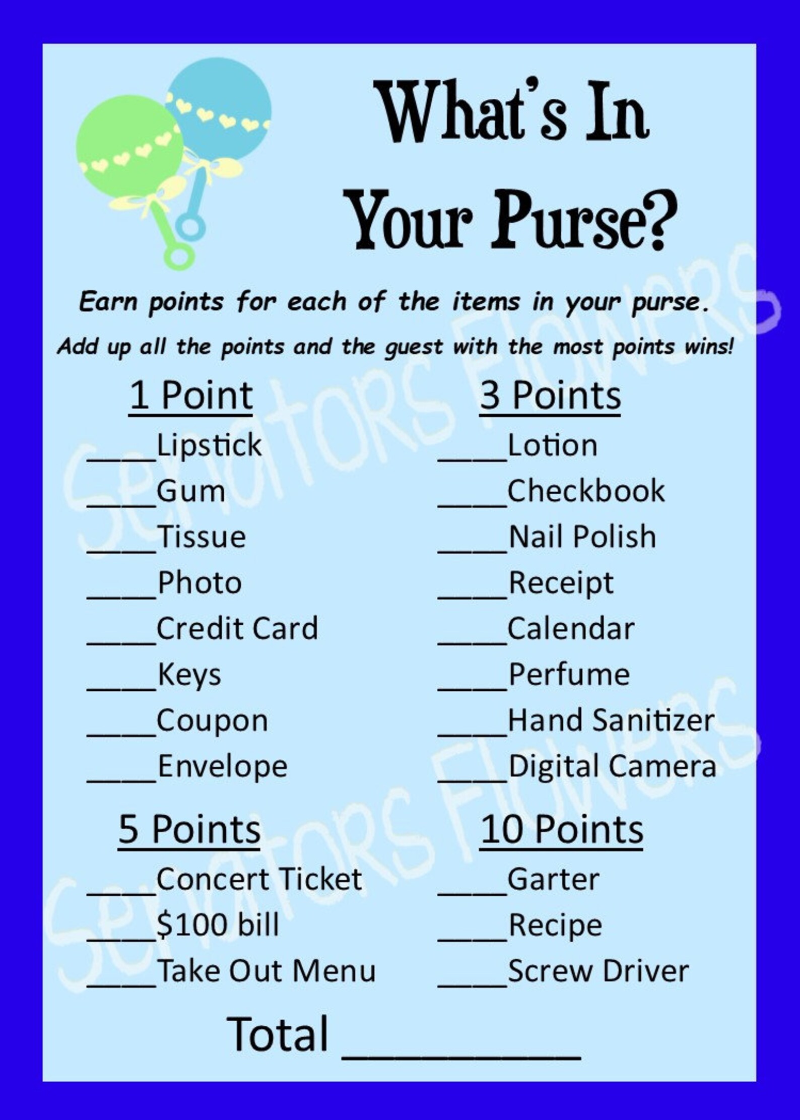 What's in Your Purse Baby Shower Game INSTANT DOWNLOAD - Etsy