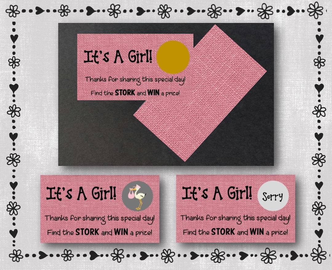 11 It's A Girl! "pink Burlap" Baby Shower Game Scratcher Cards ...