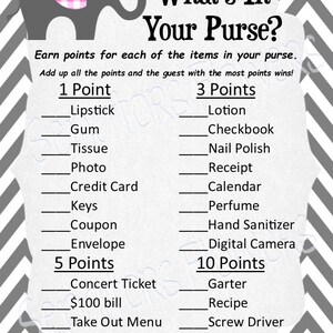 What's in Your Purse - Baby Shower Game- INSTANT DOWNLOAD - Baby ...