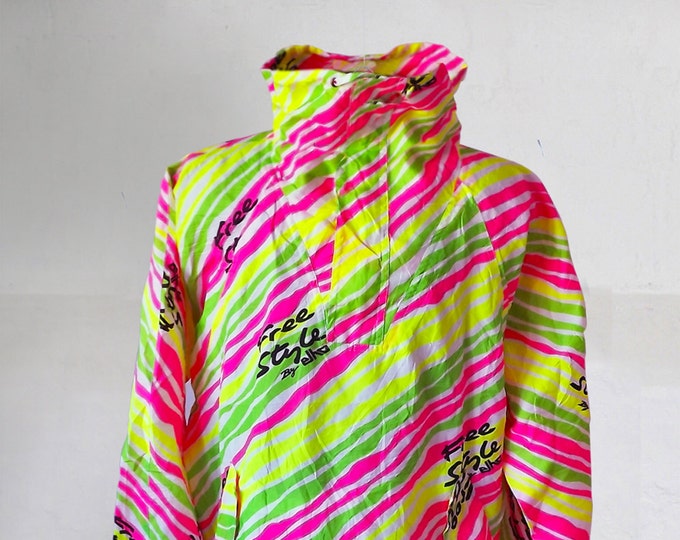 Vintage Elho Freestyle Snowboard Ski Jacket Size XL XXL Pink Neon Funky ...