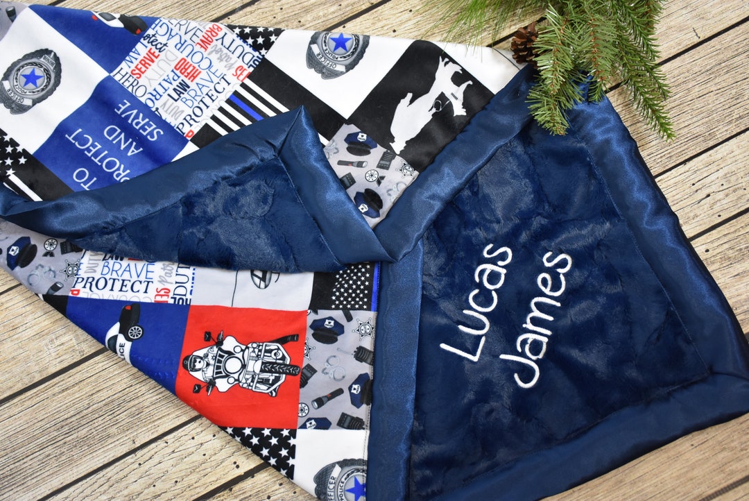Personalized Police Blanket Baby Minky Blanket Boy Police Officer Baby ...