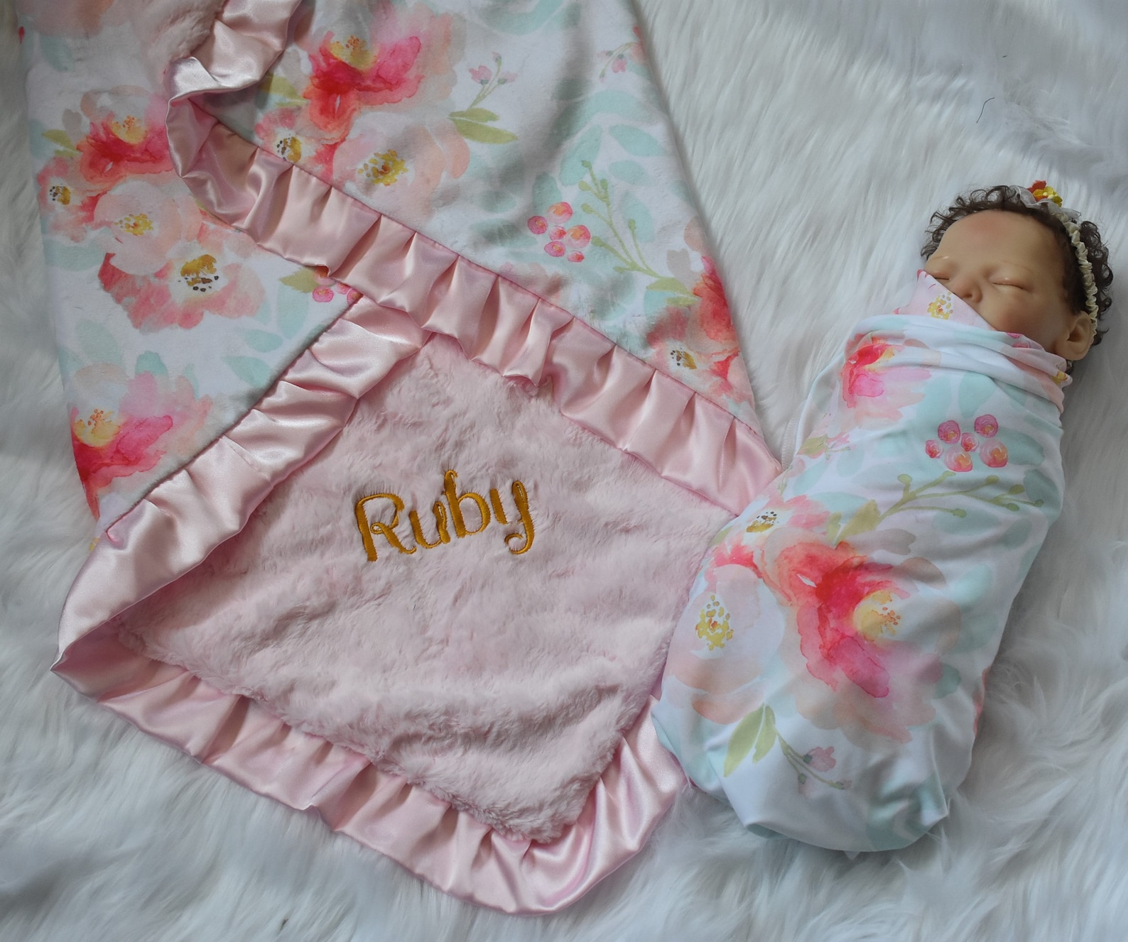 Boho Pink Personalized Baby Girl Blanket-pink Gold and Coral - Etsy