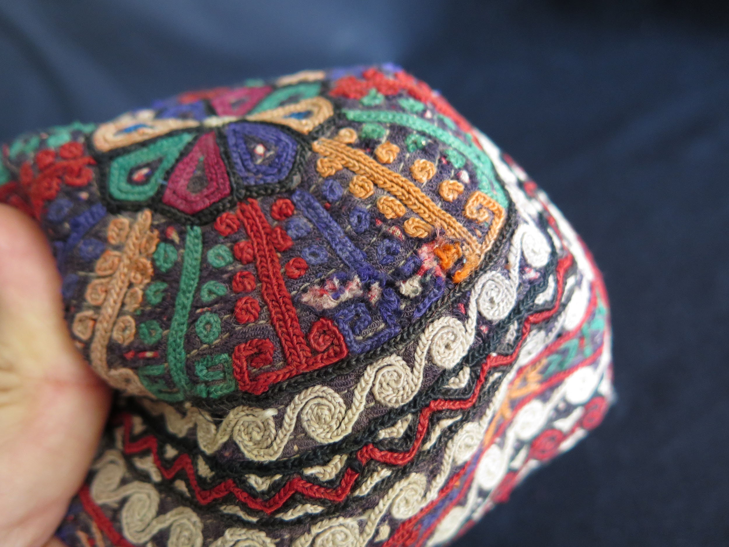 Antique Turkmenistan Turkmen Yomud Silk Embroidered Tribal Hat Free ...