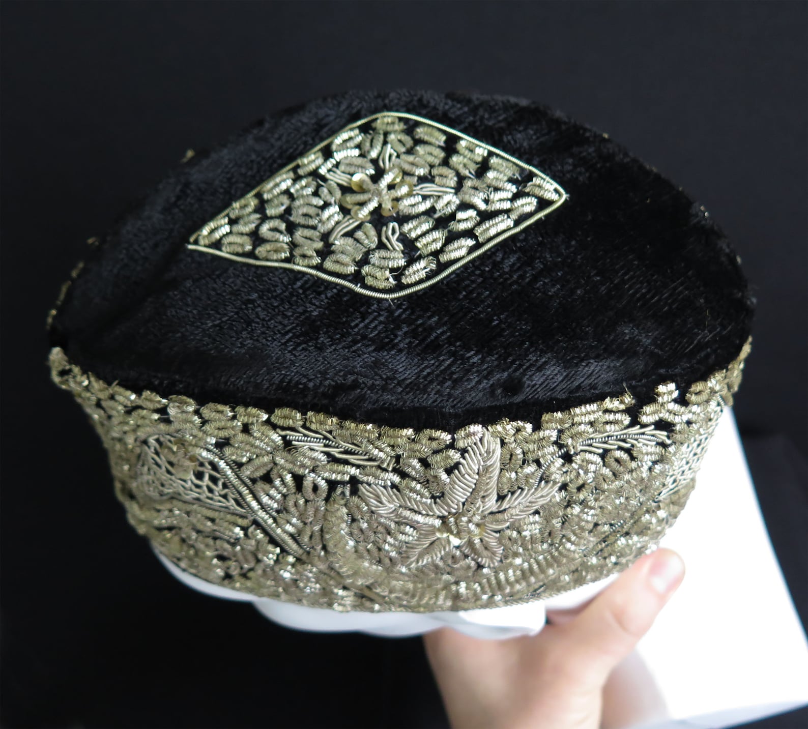 Antique Embroidered Velvet Hat: Indian Pakistani Traditional Headwear ...