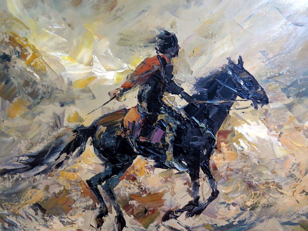 Turkish Artist Nihat Taskiran Oil Painting: Horse Rider Art - Etsy