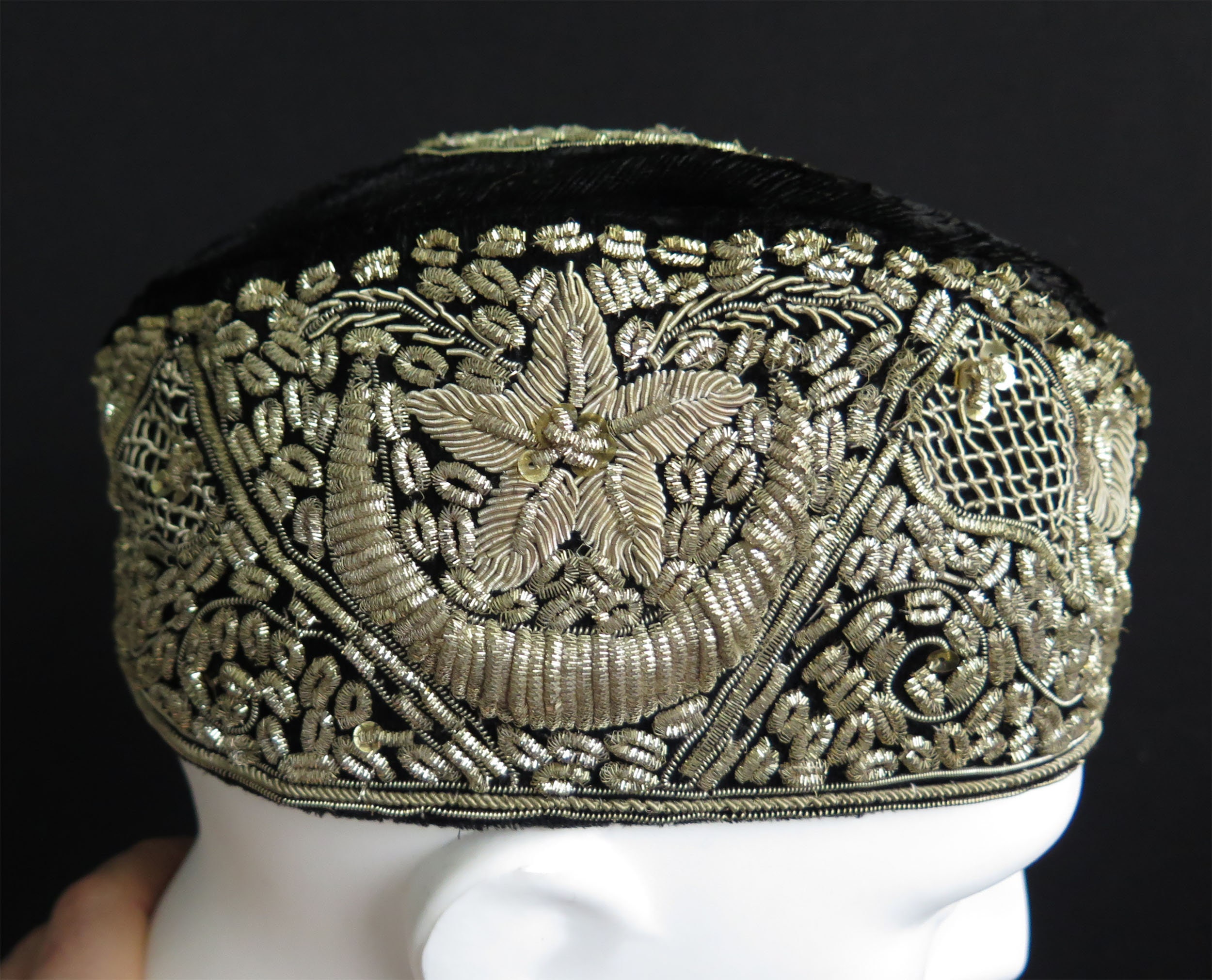Antique Embroidered Velvet Hat: Indian Pakistani Traditional Headwear ...