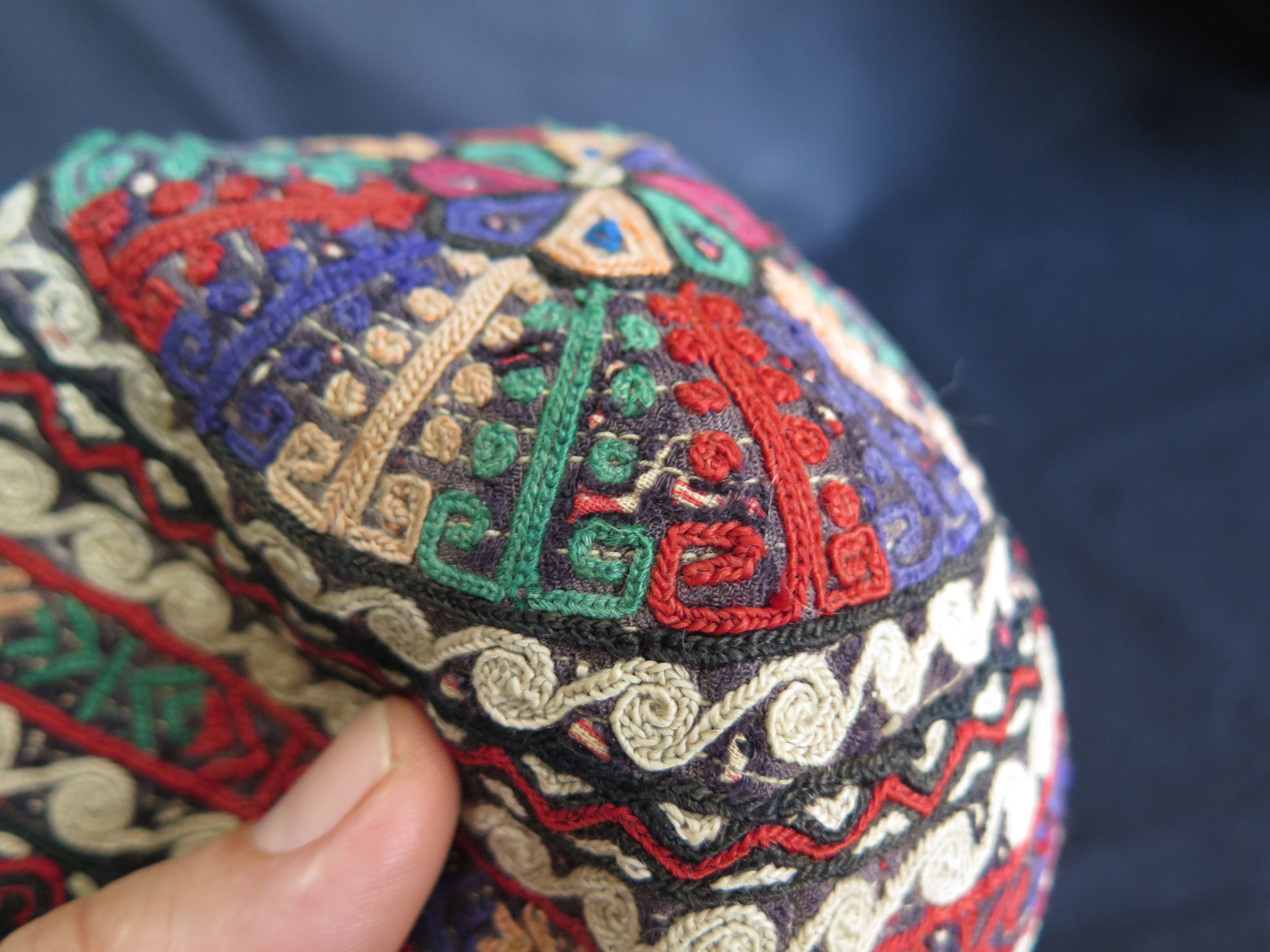 Antique Turkmenistan Turkmen Yomud Silk Embroidered Tribal Hat Free ...