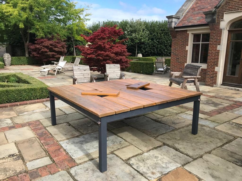 Square Rustic Scaffold Board Prosecco Patio Table (+ Bench Options ...