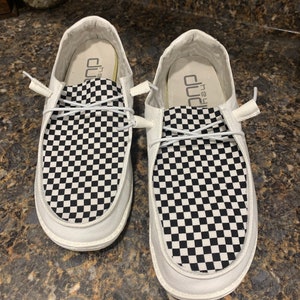 Checkered Vans Inspired Custom Hey Dudes - Etsy