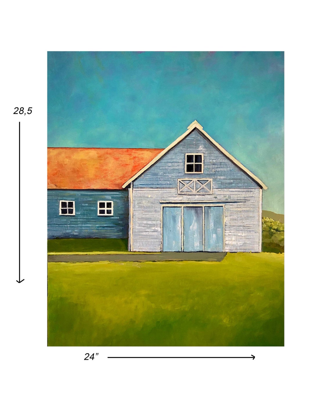 Original Large Oil Painting of a White Barn, Landscape Scene 29 X 24 - Etsy
