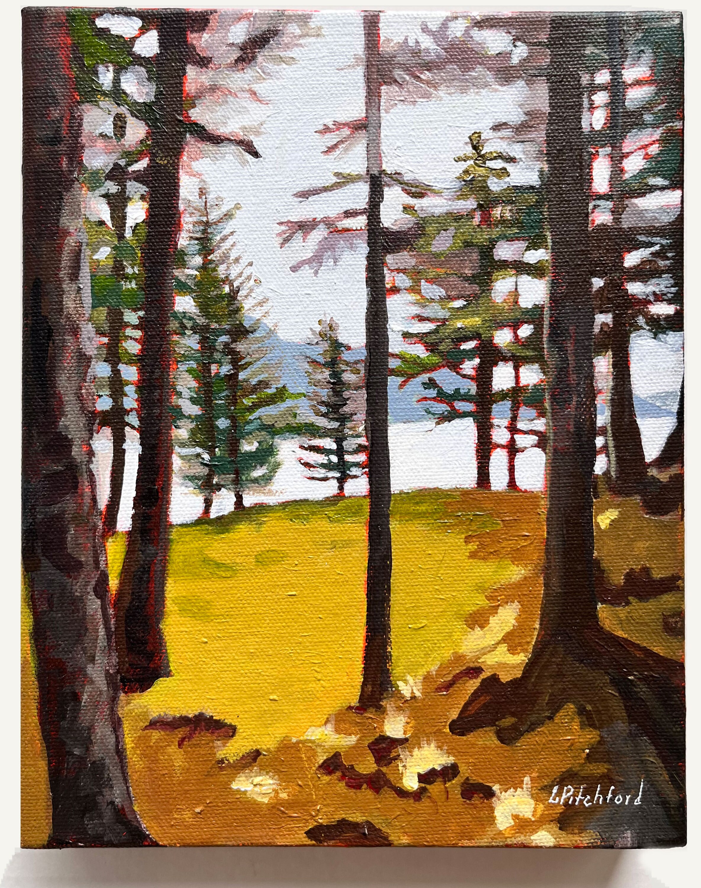 Original Acrylic Painting of Trees and Ocean Scene - Etsy