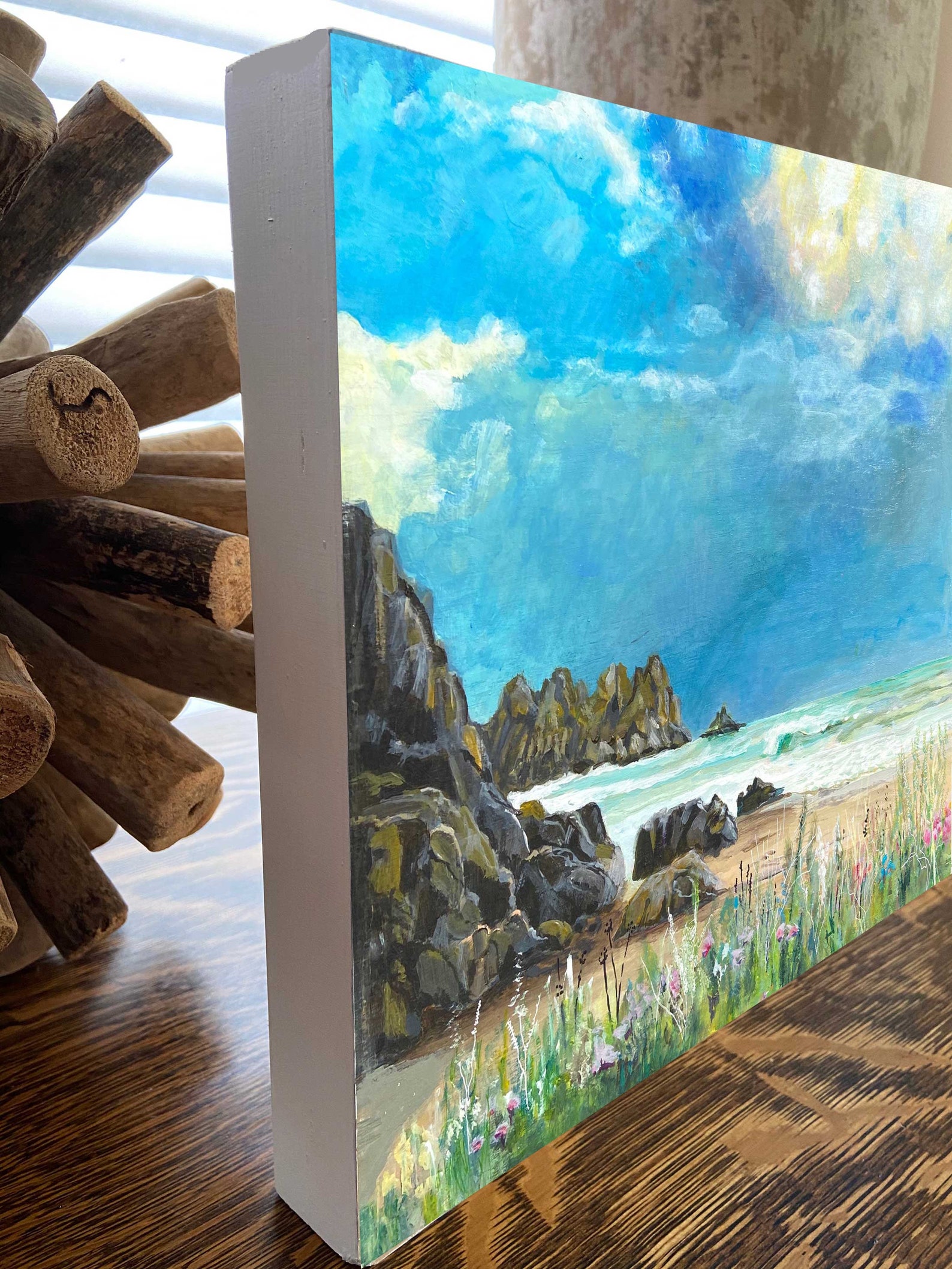 Original Painting of Sea Stacks With a Dramatic Sky Titled Here Comes ...