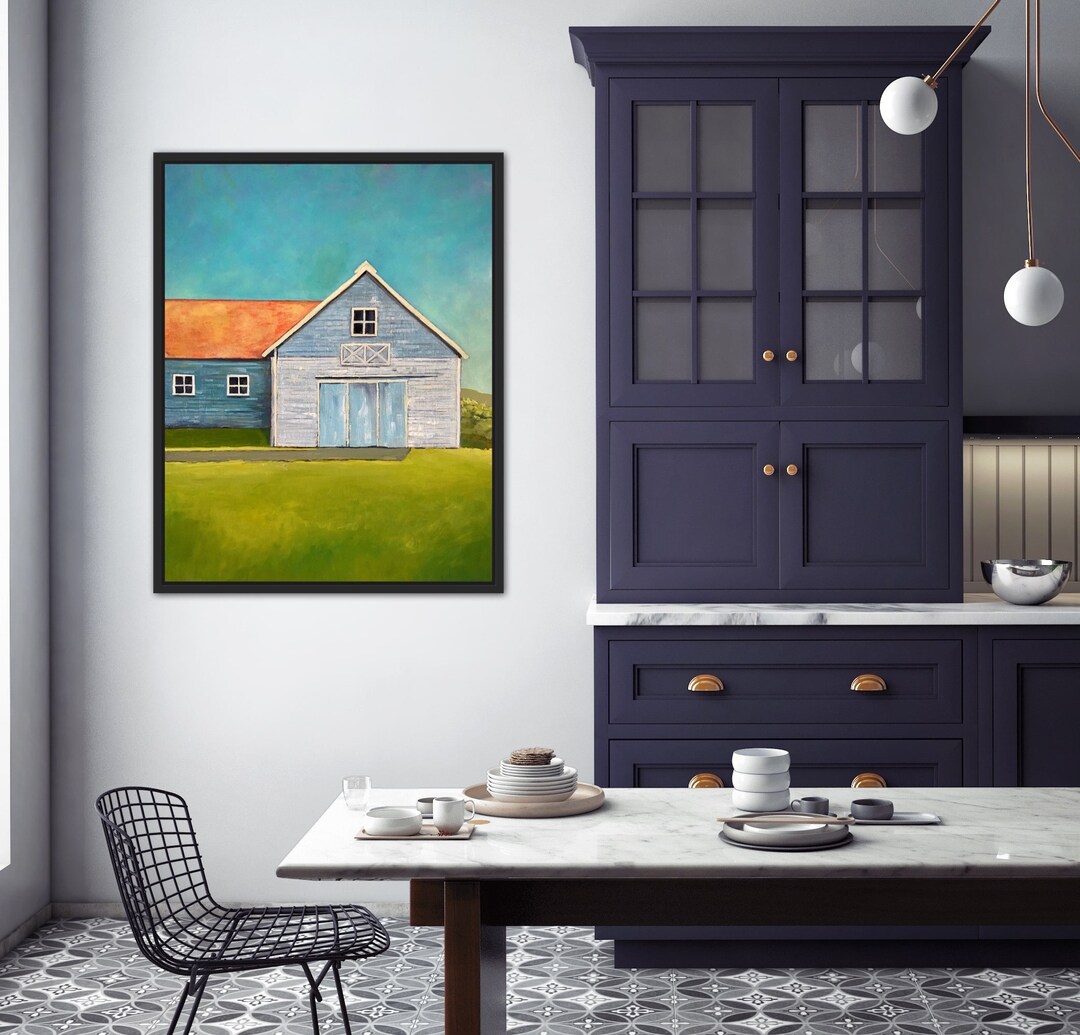 Original Large Oil Painting of a White Barn, Landscape Scene 29 X 24 - Etsy